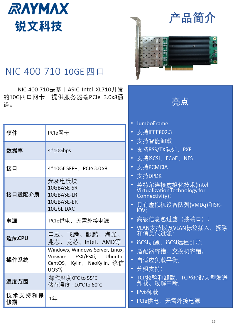 NIC-400-710 10GE 四口
